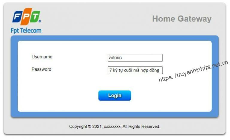 GPON Home Gateway Login Đăng Nhập Modem Wifi FPT 192.168.l.l FPT